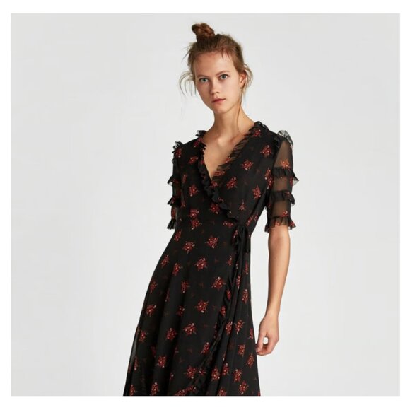 Zara | Dresses | Zara Floral Wrap Dress | Poshmark
